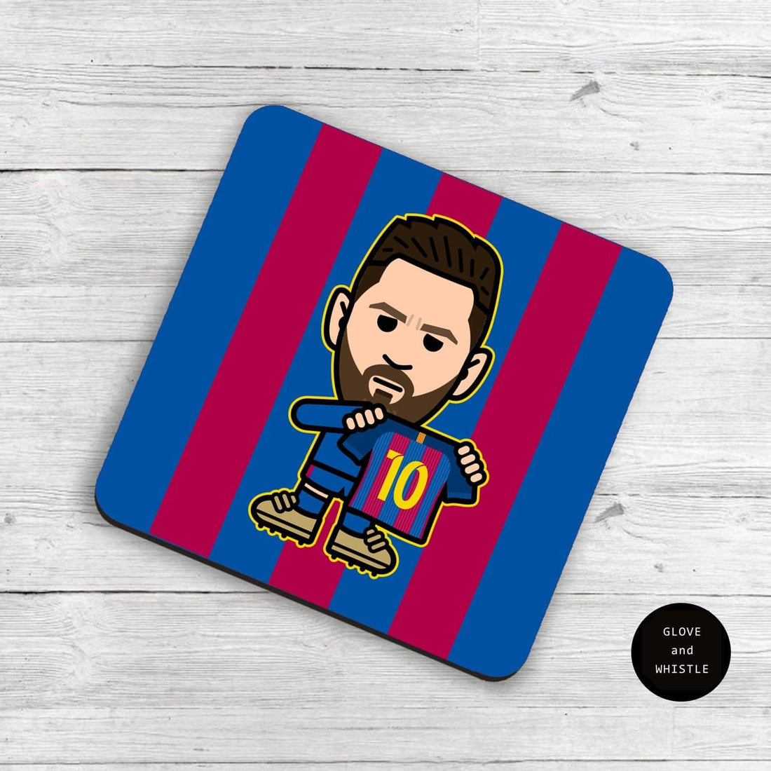 Lionel Messi Barcelona Coaster – Glove and Whistle